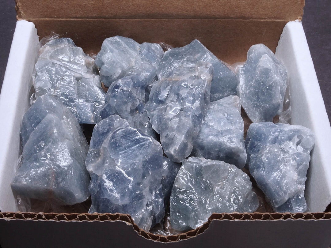 Blue Calcite Box 1/2 Lb Natural Blue Crystal Chunks Raw Mineral ...