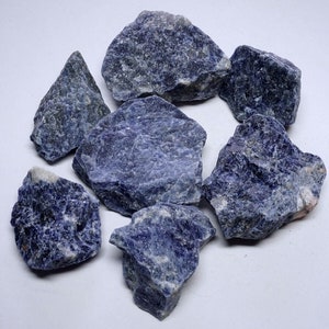 Sodalite 7 Piece Gemstones Natural Blue & White Crystal Mineral ...