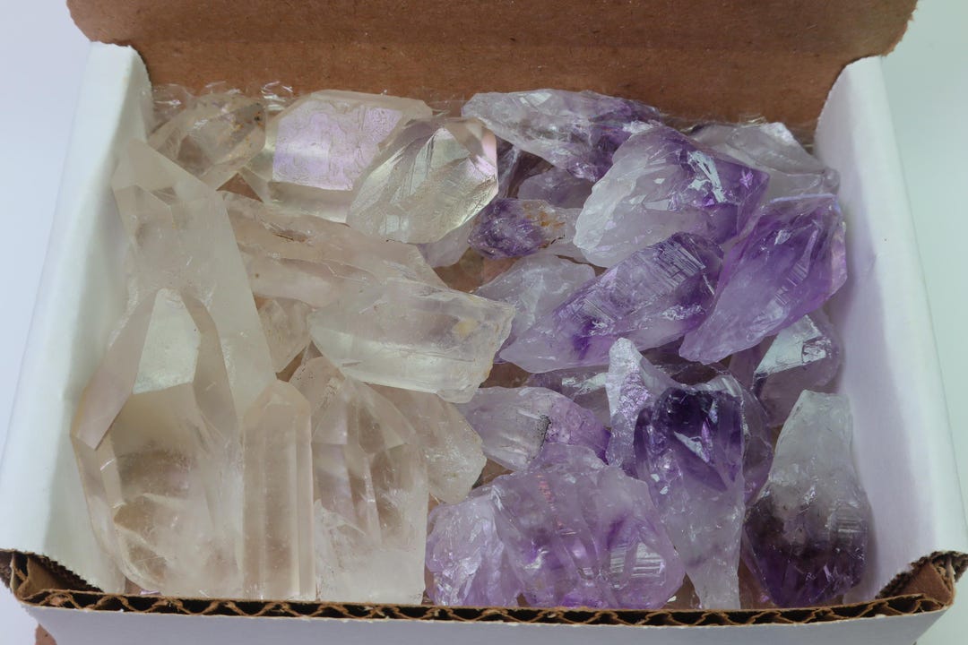 Crystal Points Collection 1/2 LB Amethyst Clear Quartz Points Specimens ...