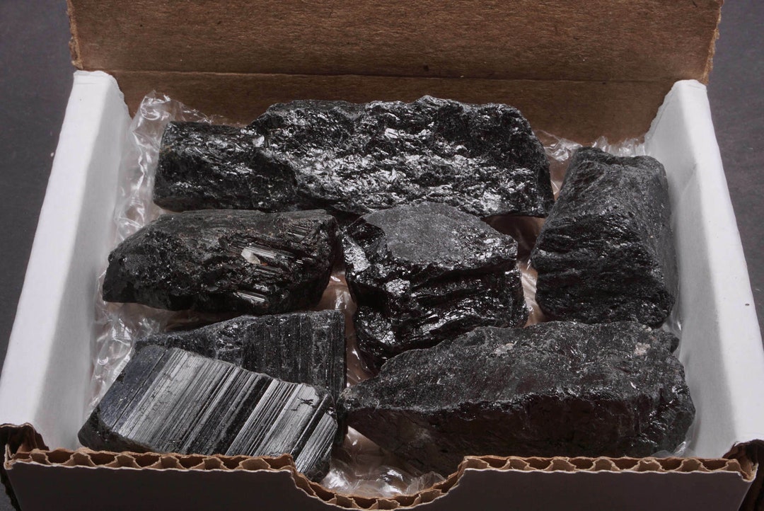 Tourmaline Collection 9 OZ Natural Black Schorl Gemstone Crystals ...