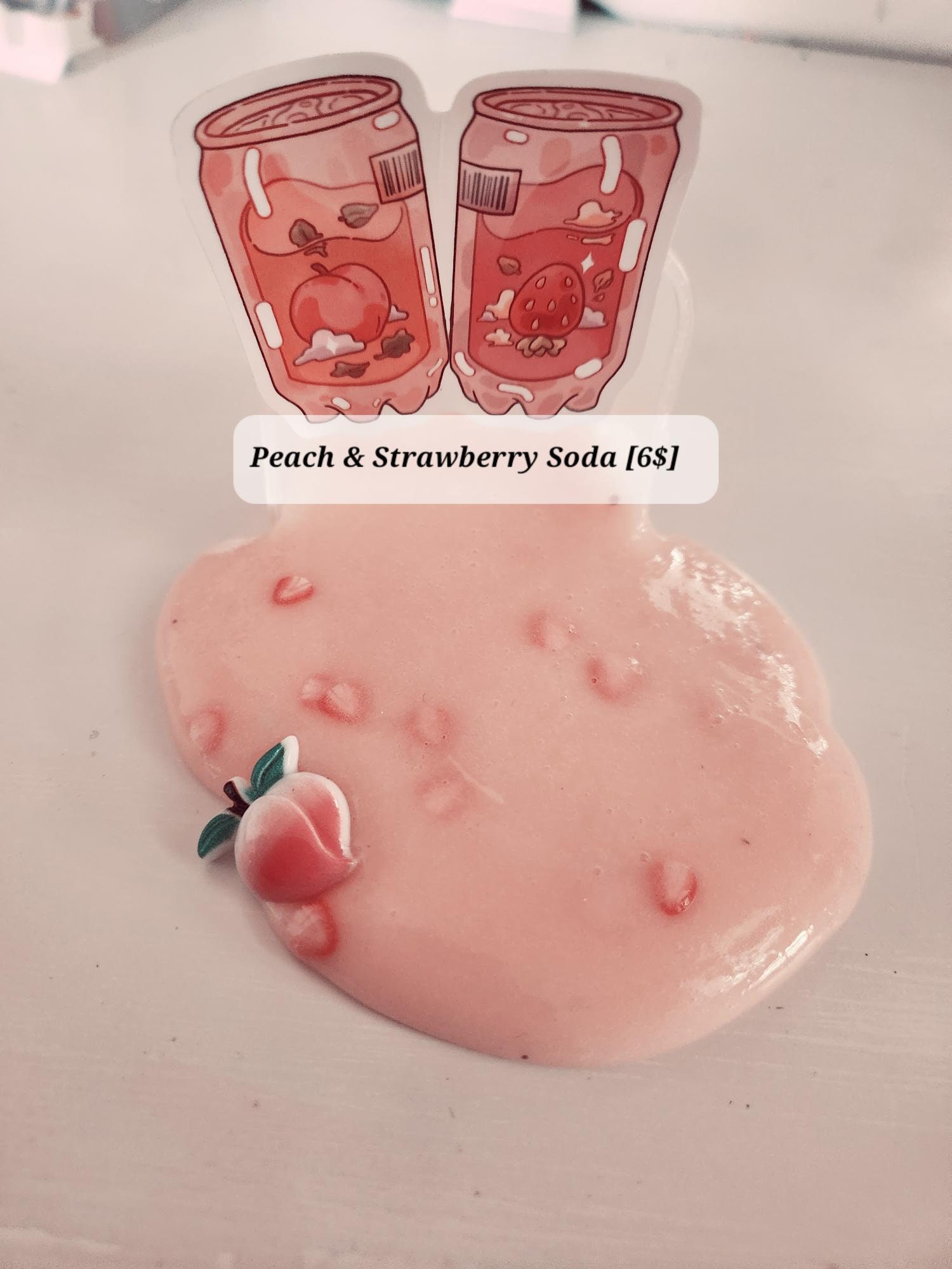 Peach and Strawberry Slime With Charm and Sticker - Etsy
