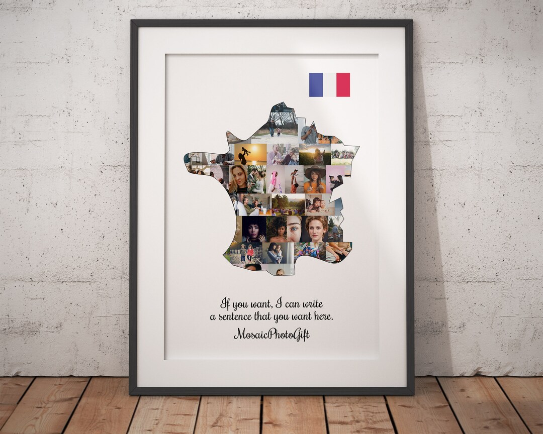 Custom France Collage, Gifts for Nomads, Unique Voyage Map, Adventure ...