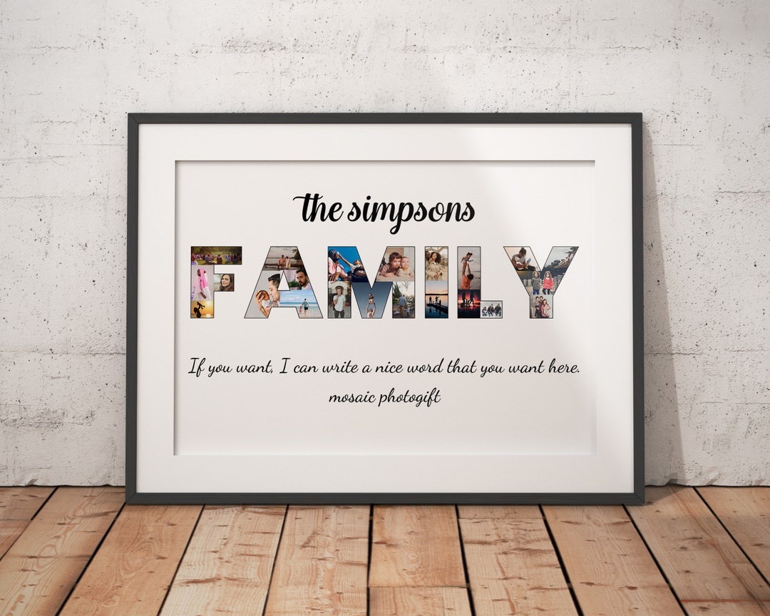 Custom Family Photo Collage: Personalized Surname Gift (digital ...