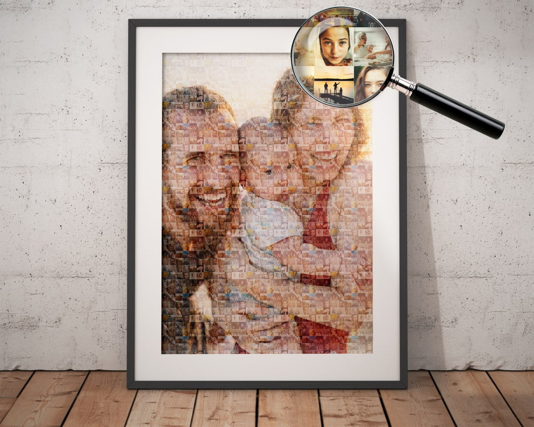 Custom Mosaic Wall Art, Family Photograph Memory, Personalized Poster ...