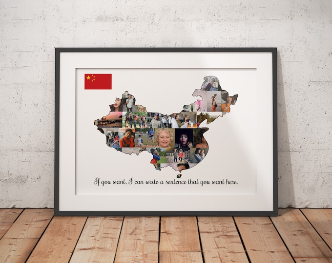 China Map Photo Collage, China Travel Gift, Map Photo Collage, Travels ...