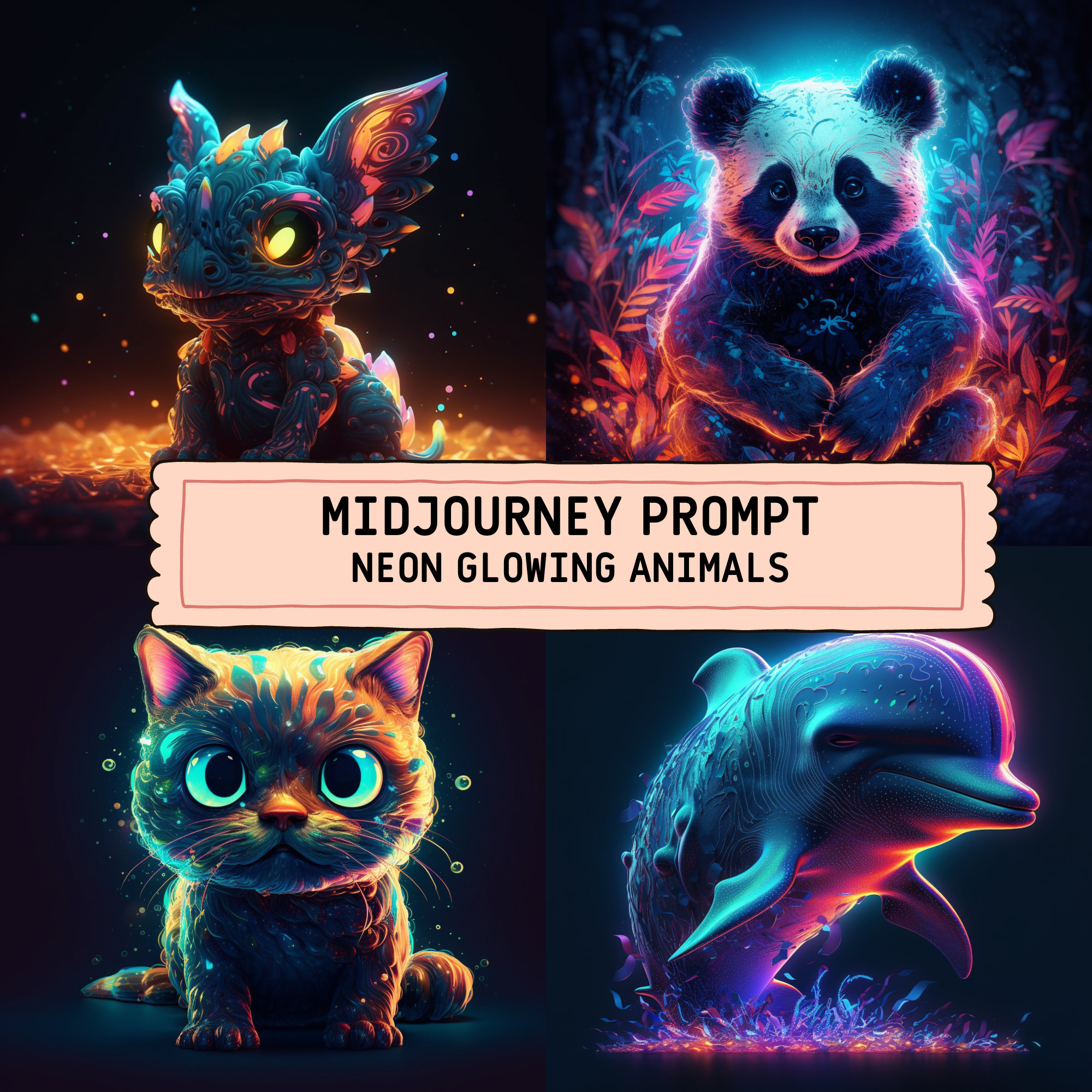 Midjourney Prompt for Neon Glowing Animal, Midjourney Prompt Guide ...