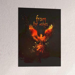 Phoenix Rising Poster From the Ashes Poster Mythical Bird Rebirth Wall ...