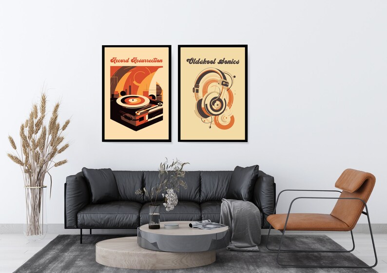 Music Poster Wall Art Set of 2 Retro Posters, Retro Record Poster ...