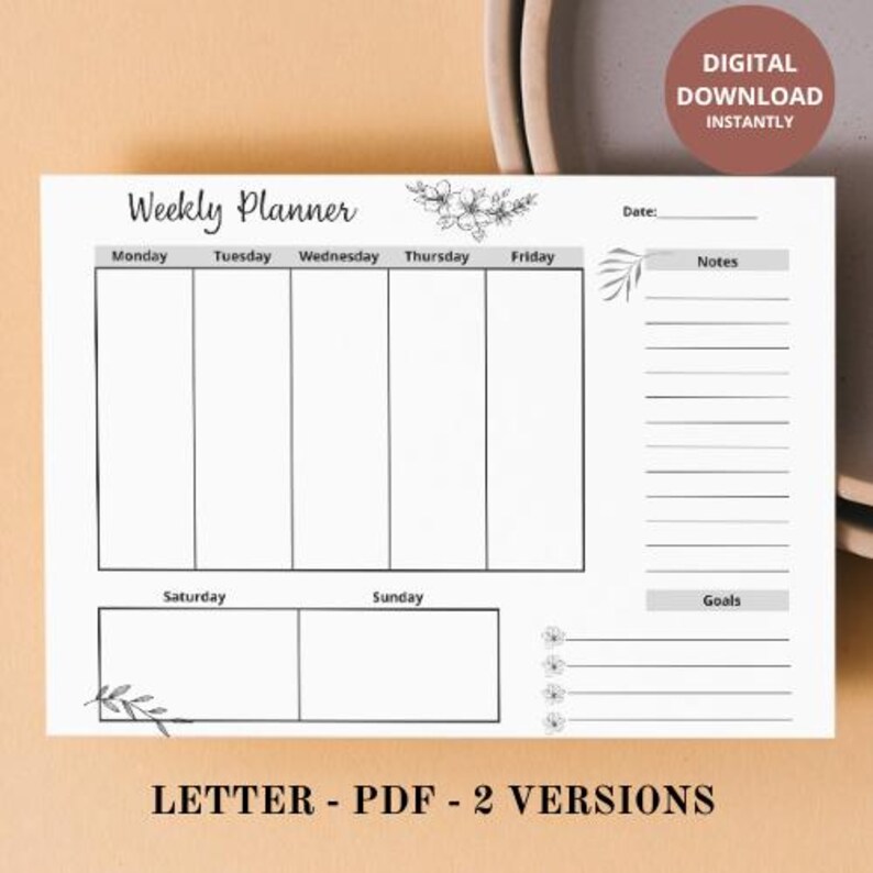 Weekly Planner / Printable, Digital / Weekly Planner PDF / Weekly ...