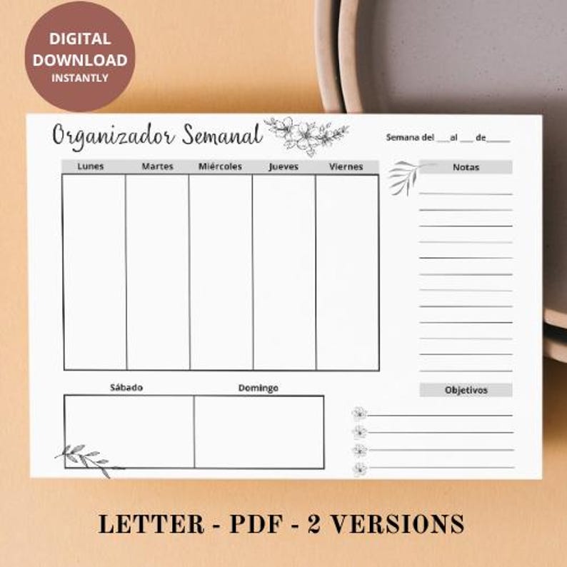 Weekly Planner / Printable, Digital / Weekly Planner PDF / Weekly ...