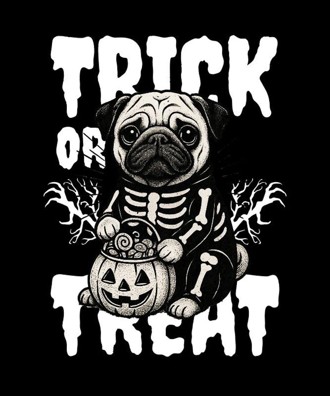 Spooky Pug Skeleton SVG: Halloween Dog Graphic, Cricut & Silhouette - Etsy