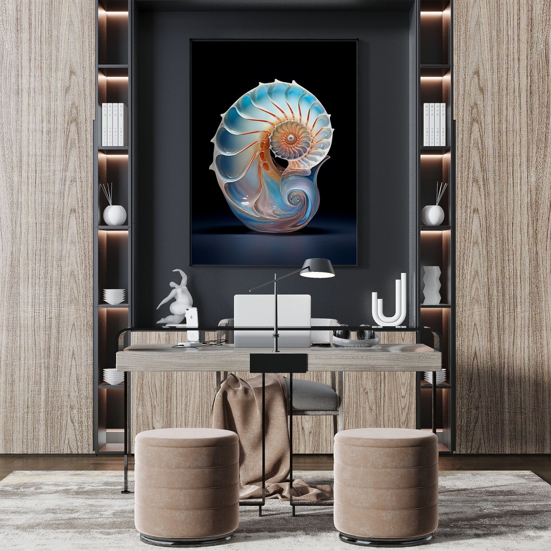 Coastal Art Print, Nautilus Shell Print Glossy, Wall Art, Beach Art ...