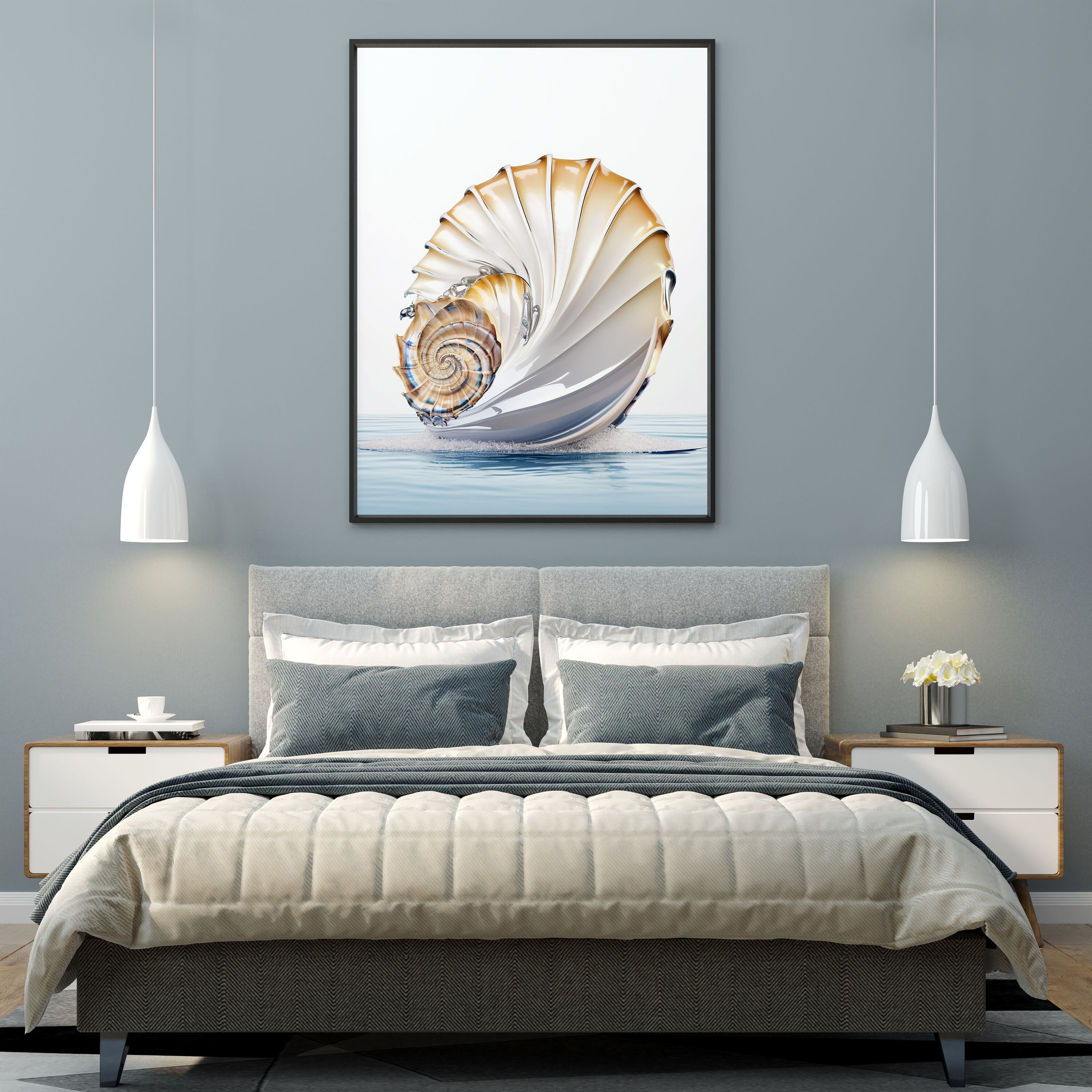 Coastal Art | Nautilus Shell Print | Wall Art | Digital Print | Wall ...