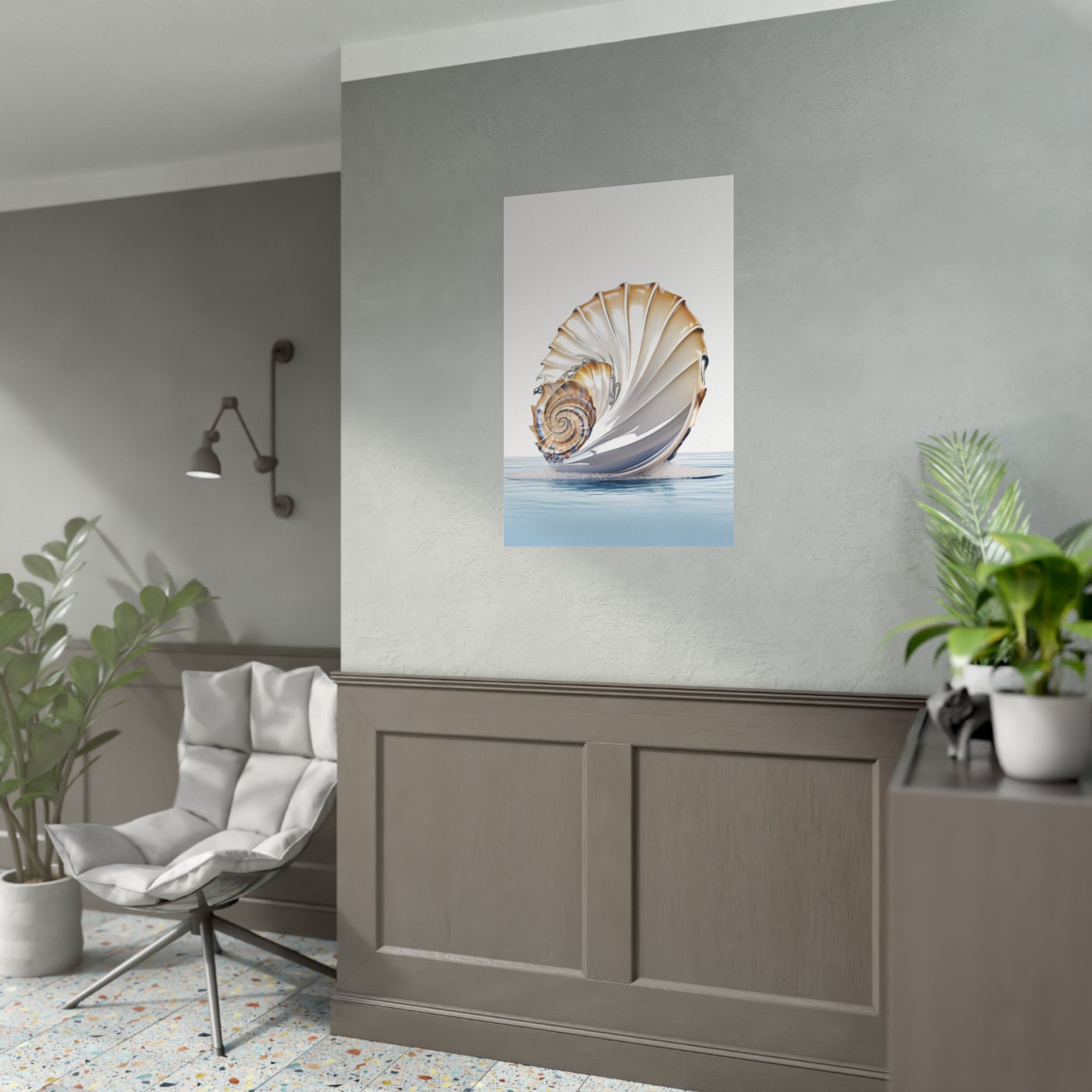 Coastal Art Print, Nautilus Shell Print, Wall Art, Beach Art, Wall ...