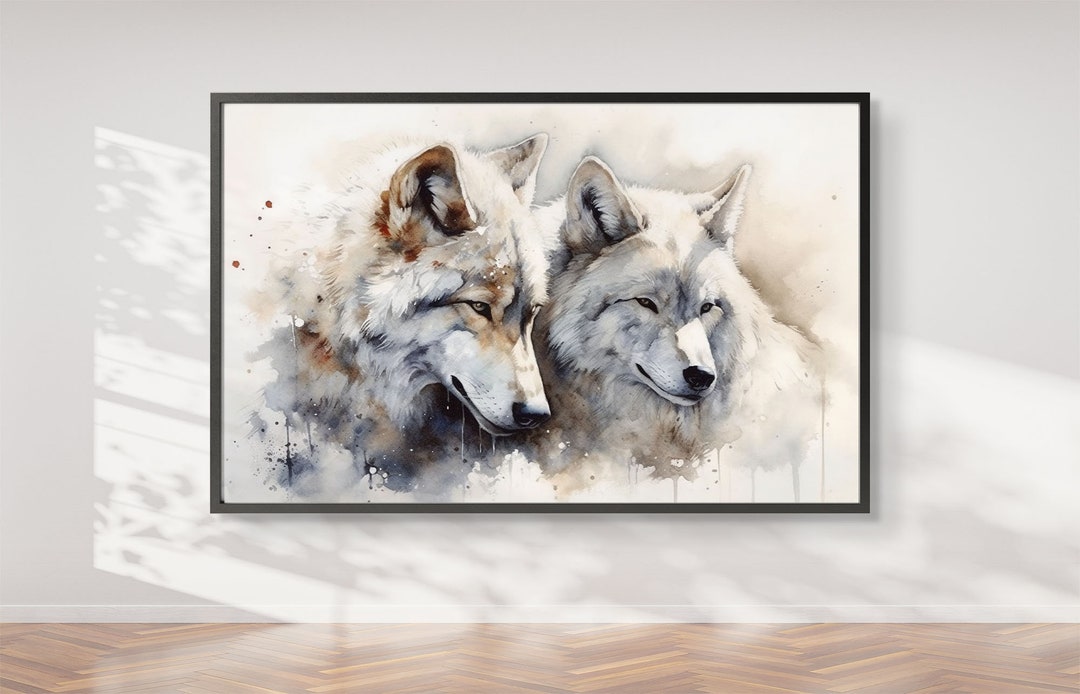 Vibrant Watercolor Wolf Pair | Gallery Wall Art | Digital Print | AI ...