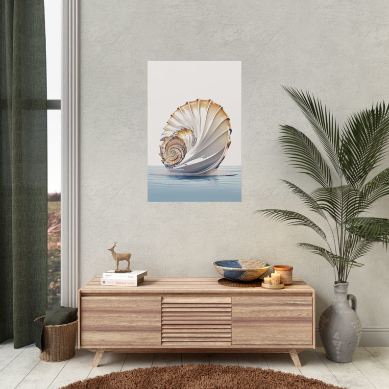 Coastal Art Print, Nautilus Shell Print, Wall Art, Beach Art, Wall ...