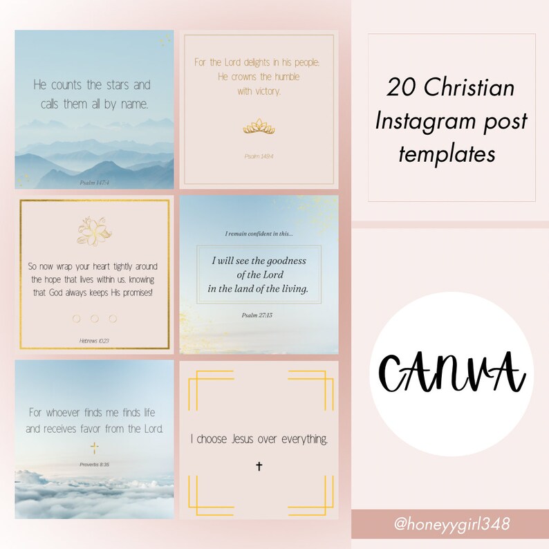 20 Christian Instagram Post Templates Bible Verse Template - Etsy
