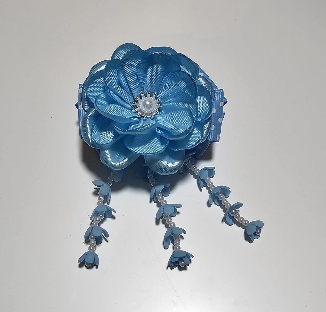 Flower Hair Bow for Girl, Girls Bow, Blue Bow, Scrunchie Bow, Grosgrain ...