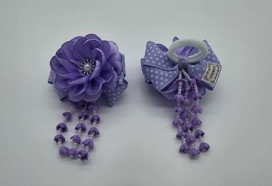 Flower Hair Bow for Girl, Girls Bow, Purple Bow, Scrunchie Bow ...
