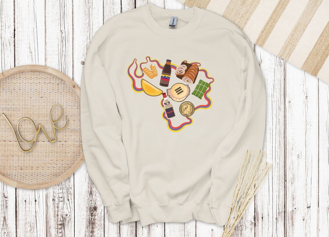 Proud Venezuelan Hometown Map Sweatshirt, Iconic Venezuelan Food and ...