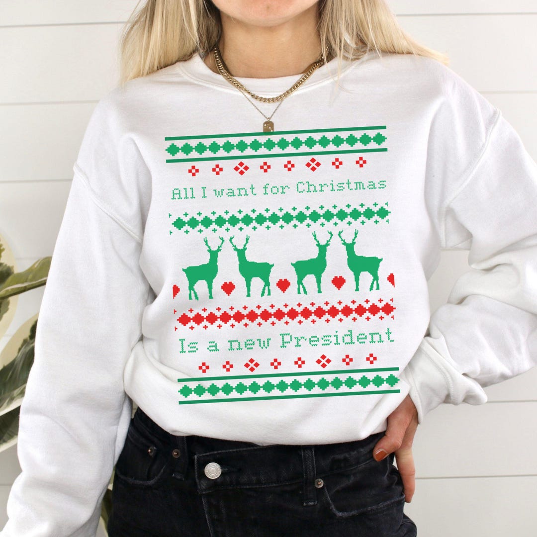 Ugly Christmas Sweatshirt, Funny Political Sweater, Holiday Gag Gift ...