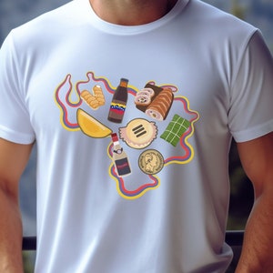 Proud Venezuelan Hometown Map T-shirt, Iconic Venezuelan Food, Drinks ...