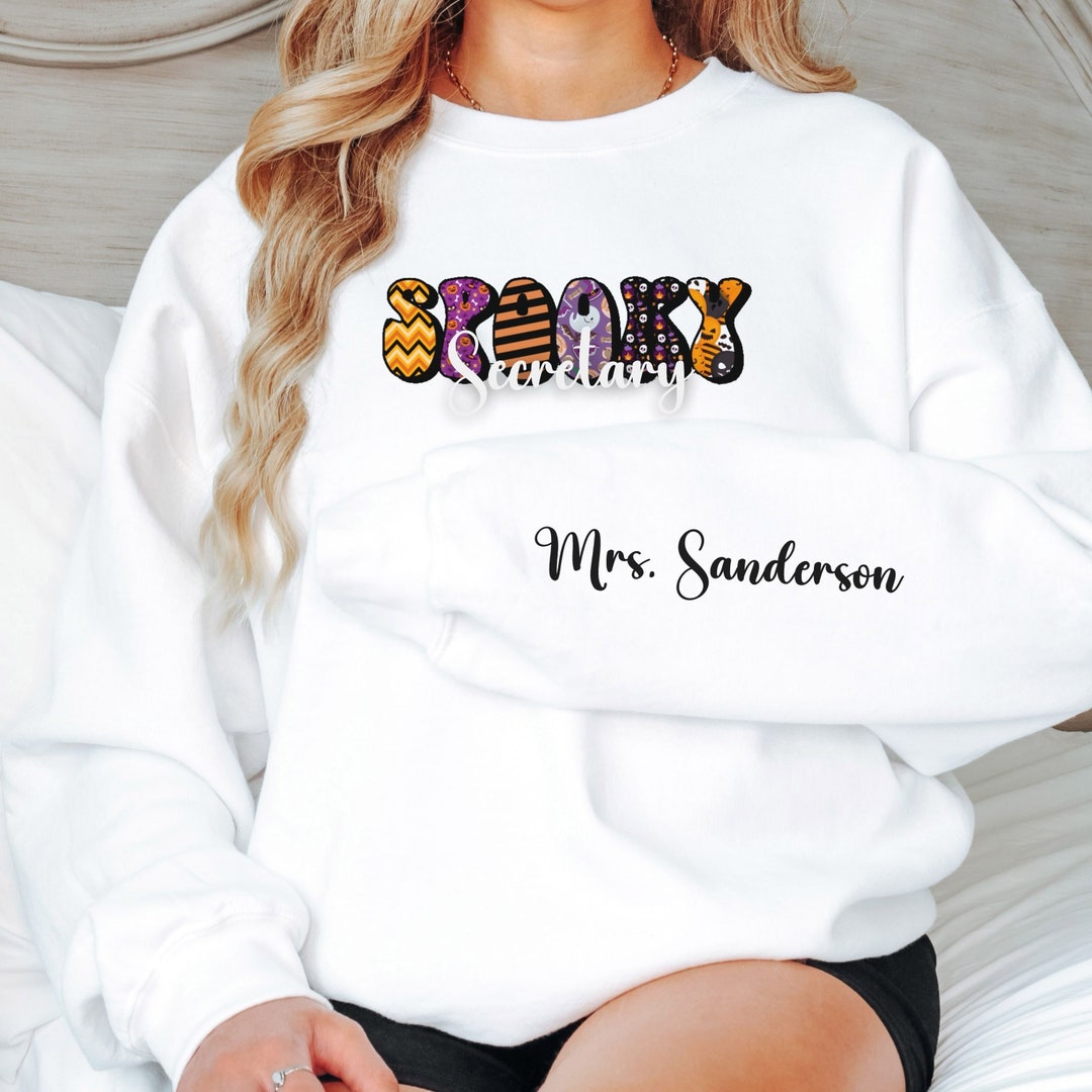 Personalized Secretary Last Name Halloween Sweatshirt, Cute Custom ...