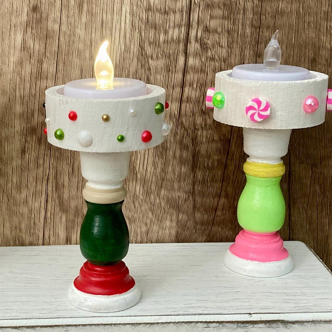 Christmas Tealight Candlestick / Candy Holiday Tiered Tray and Shelf ...