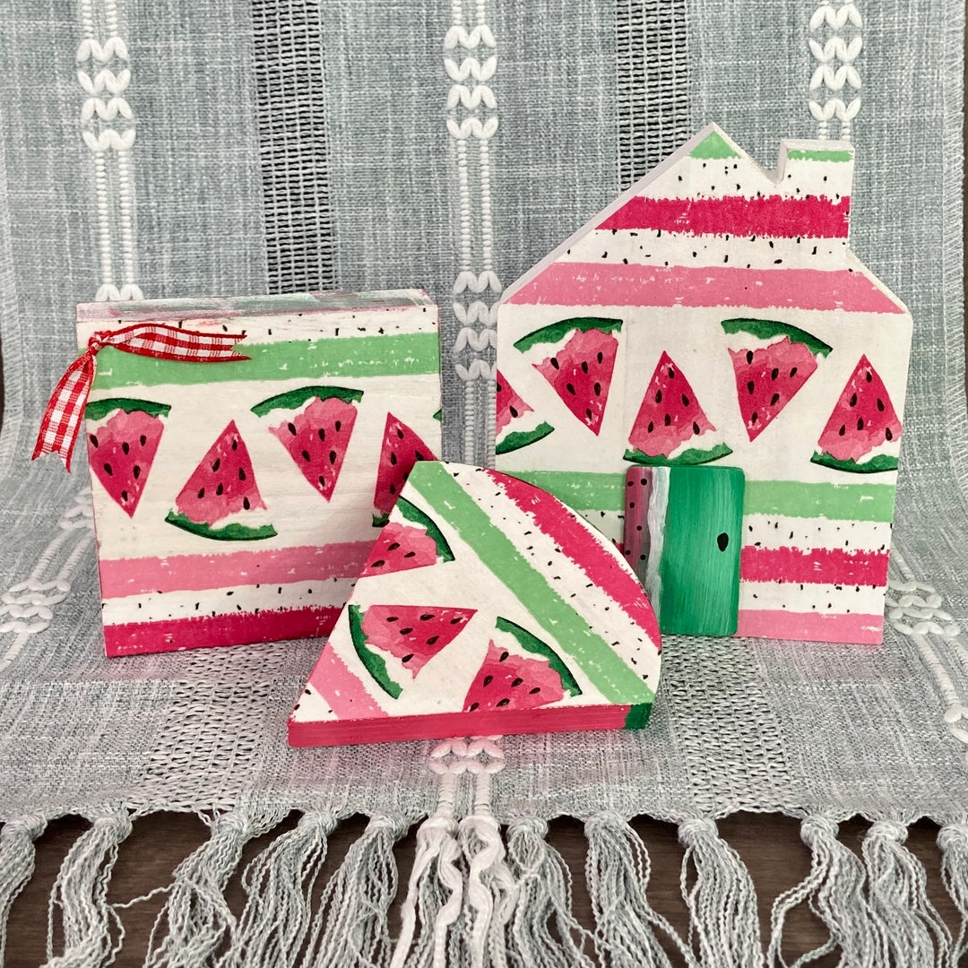 Watermelon Home Decor / Summer Tiered Tray / Fruit Kitchen Shelf Sitter ...