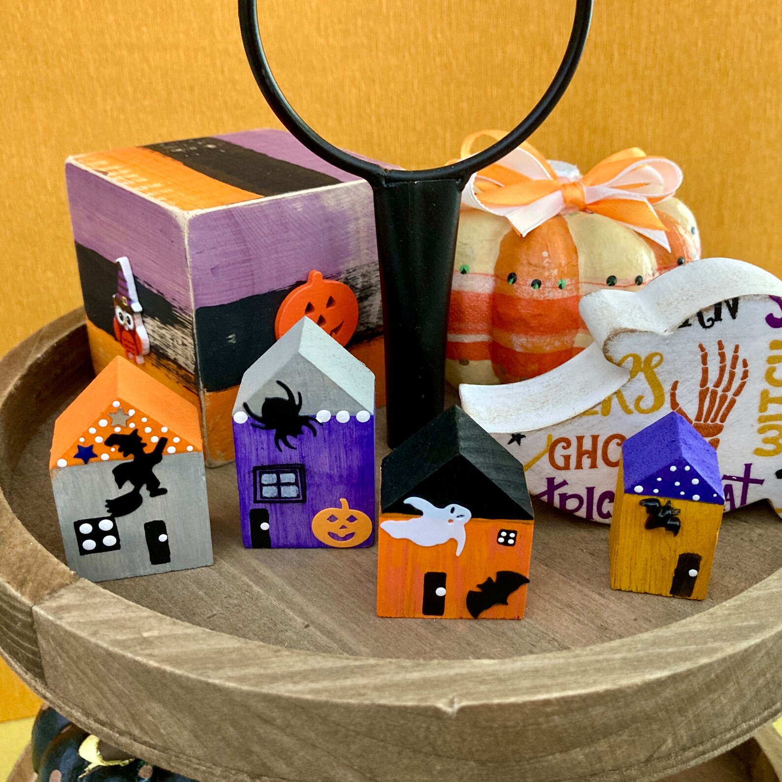 Halloween Miniature Haunted Houses / Spooky Tiered Tray and Knick Knack ...