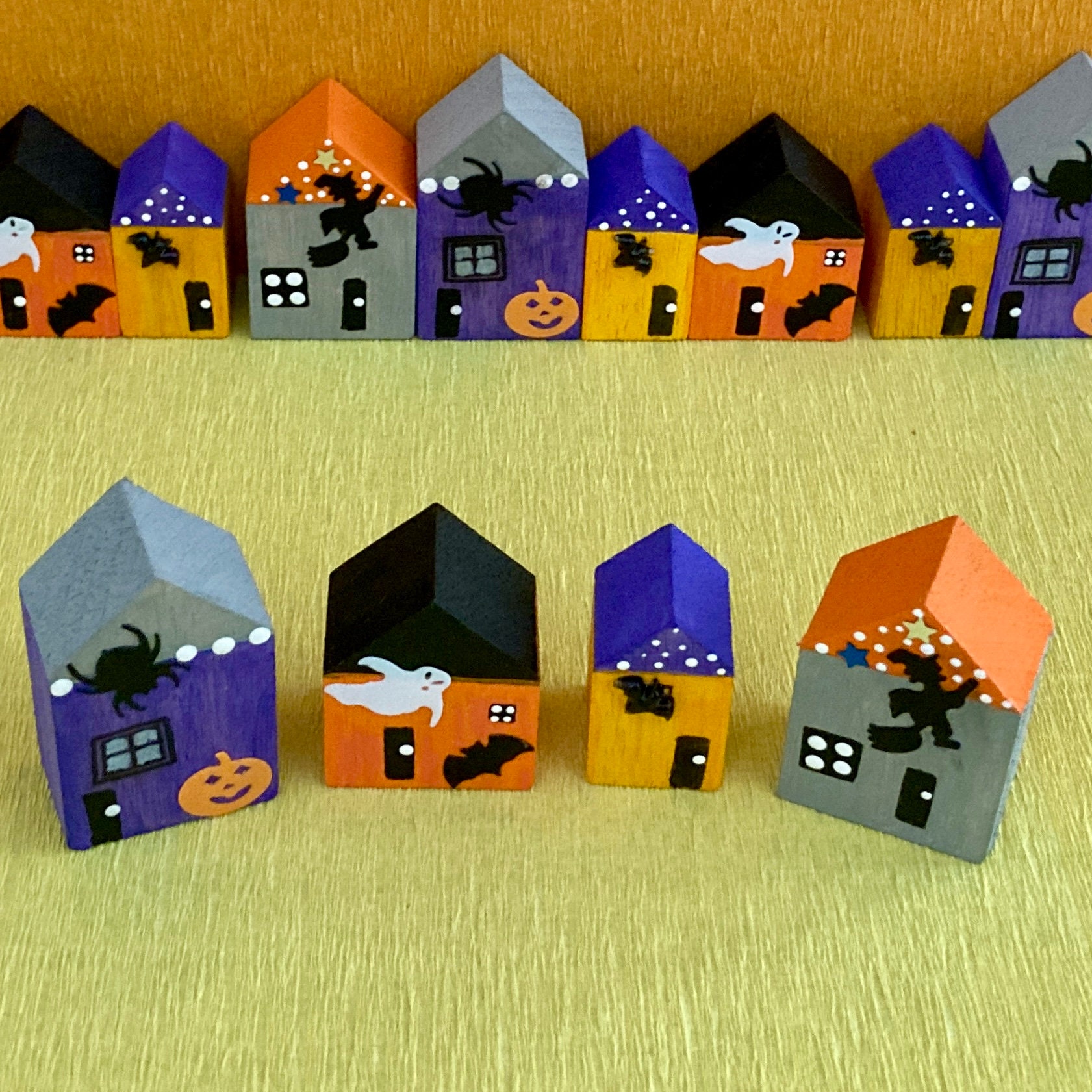 Halloween Miniature Haunted Houses / Spooky Tiered Tray and Knick Knack ...