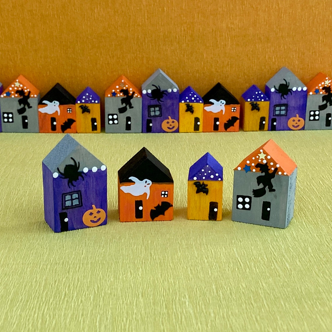 Halloween Miniature Haunted Houses / Spooky Tiered Tray and Knick Knack ...