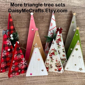 Wood Triangle Christmas Trees / Festive Tiered Tray / Holiday Home and ...