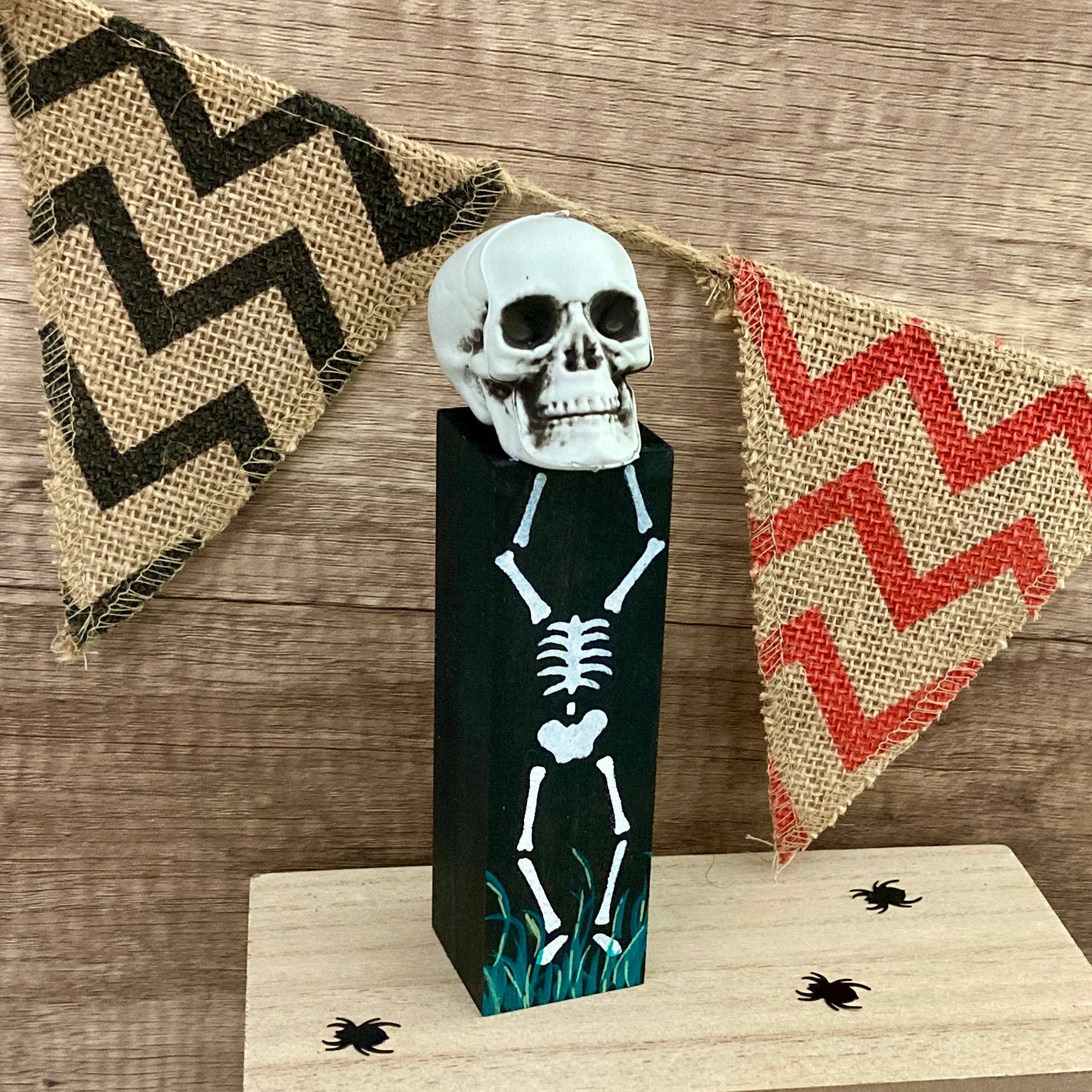 Halloween Skeleton Shelf Sitter / Graveyard Tiered Tray / Haunted Home ...
