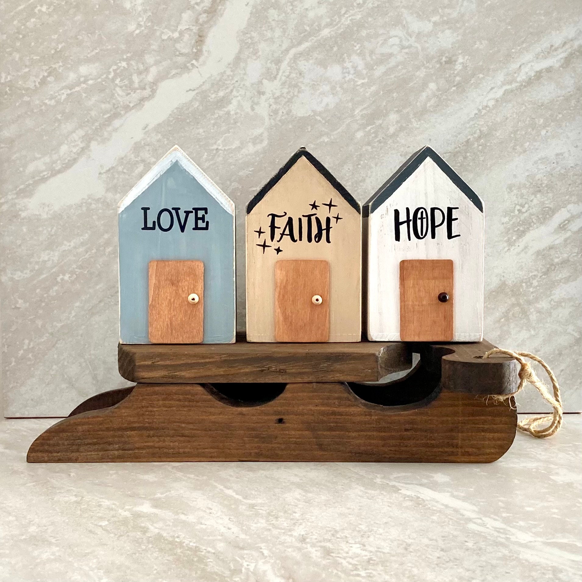 Faith Hope and Love Mini House Set / Christian Home Decor / Farmhouse ...