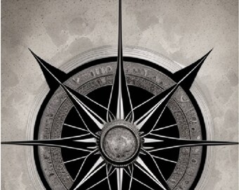 Moon Compass and Flowers Digital File - Etsy