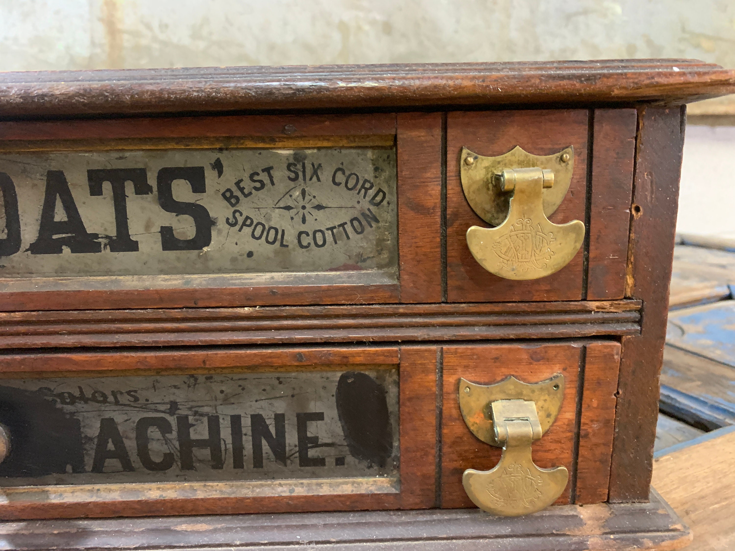 Antique J&P Coats Spool Cotton 2 Drawer Cabinet - Etsy