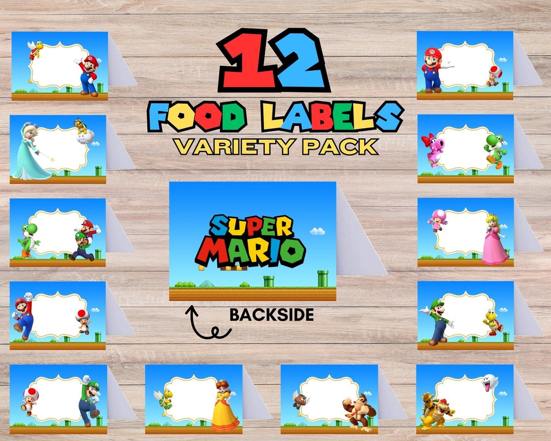 12 Food Labels Digital Super Mario Bros Food Tent Digital - Etsy Australia