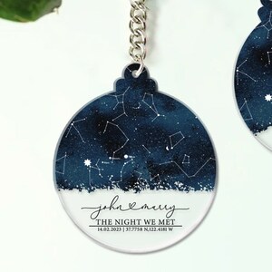 Custom Constellation Star Map Keychain, Valentine Gift for Him, Couple ...