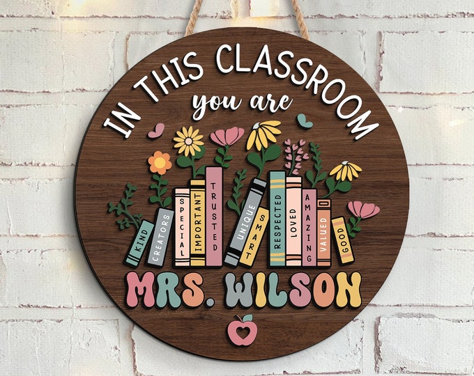 Teacher Door Hanger, Classroom Door Hanger, Back to School, Retro Door ...