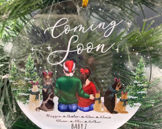 Custom Expecting Parents Christmas Ornament With Pets, Coming Soon ...
