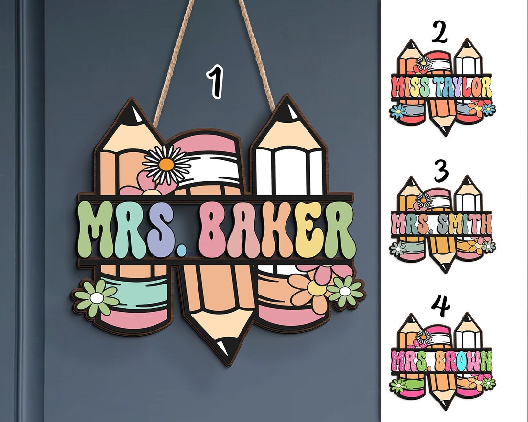 Personalized Teacher Door Hanger: Classroom Decor Sign - Etsy