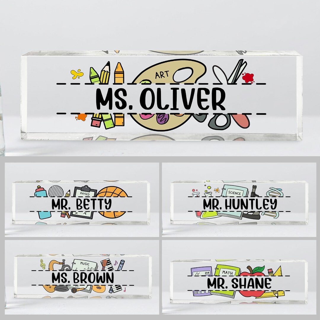 Personalized Teacher Name Plate, Custom School Subjects Desk Sign for ...