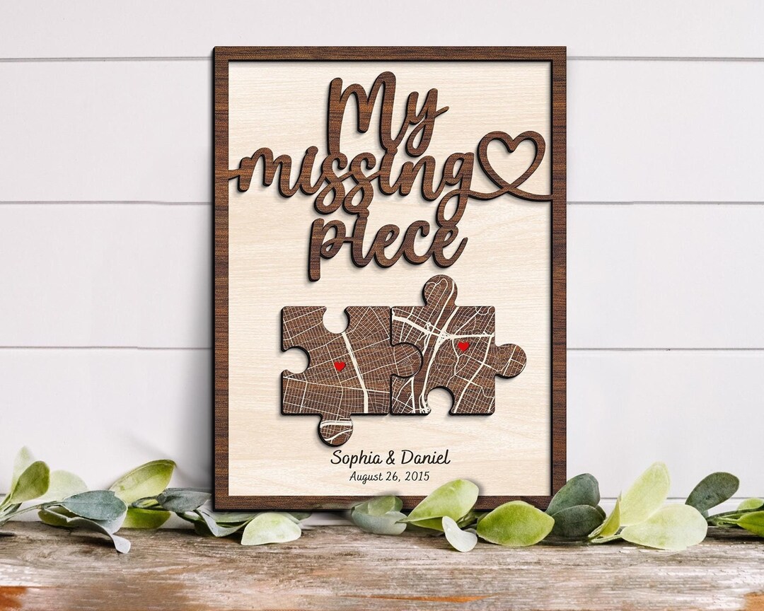Personalized You Are My Missing Piece Sign, Couple Piece Wooden Sign ...