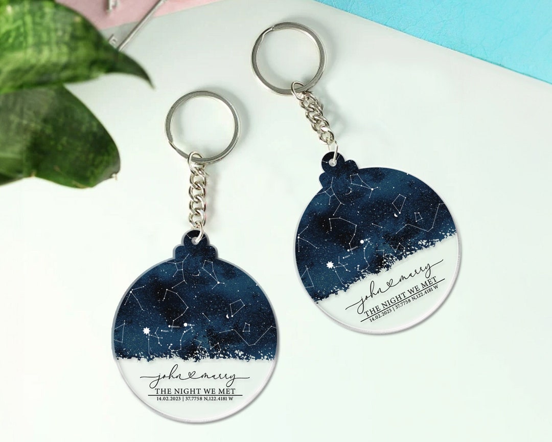 Custom Constellation Star Map Keychain, Valentine Gift for Him, Couple ...