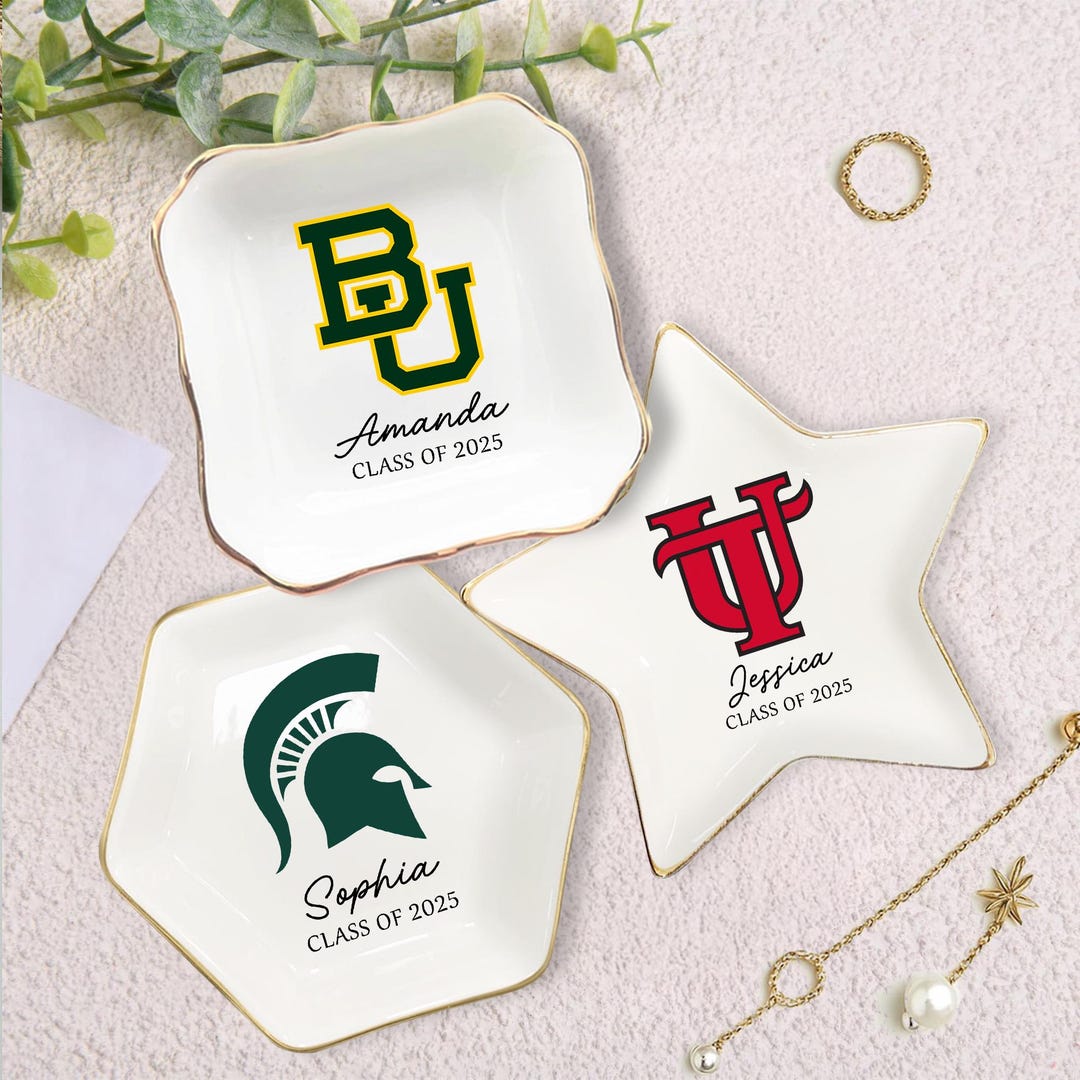 Graduation Gifts for Girls, Custom University Logo Trinket Ring Dish ...