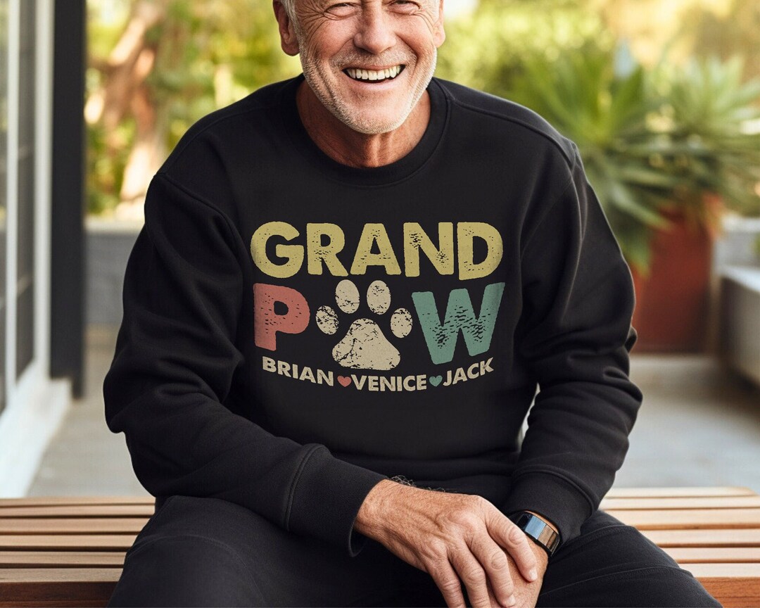 Grand Paw Shirt: Custom Dog Names, Gift for Dog Grandpa - Etsy