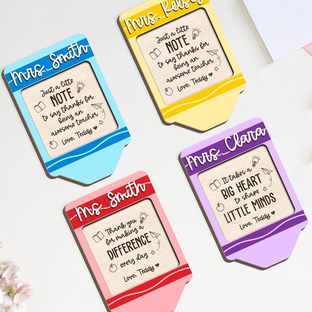 Teacher Sticky Note Holder, Custom Crayon Notepad Holder, Kindergarten ...