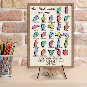 Personalized ASL Teacher Wooden Sign, Thank You Gift, ASL Sign for ...