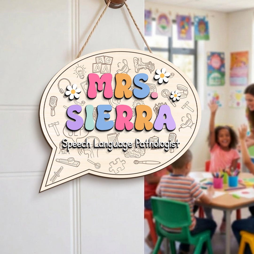 Speech Pathologist Teacher Door Sign, Daisy Speech Therapist Gift, New ...